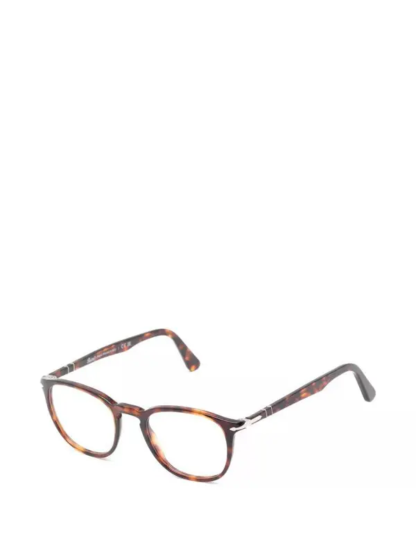Persol Tortoiseshell Effect Round Frame Eyeglasses