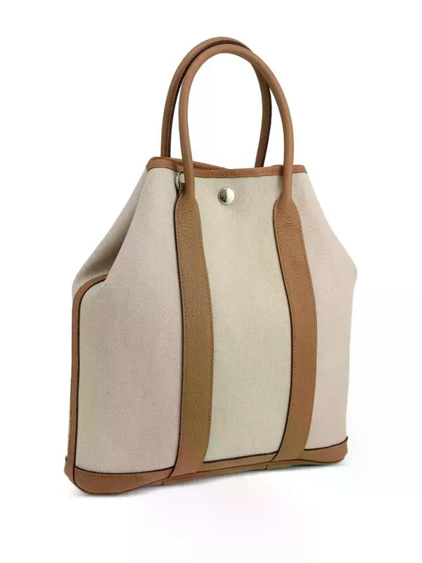 Hermès Canvas And Taurillon Clemence Leather Tote Bag