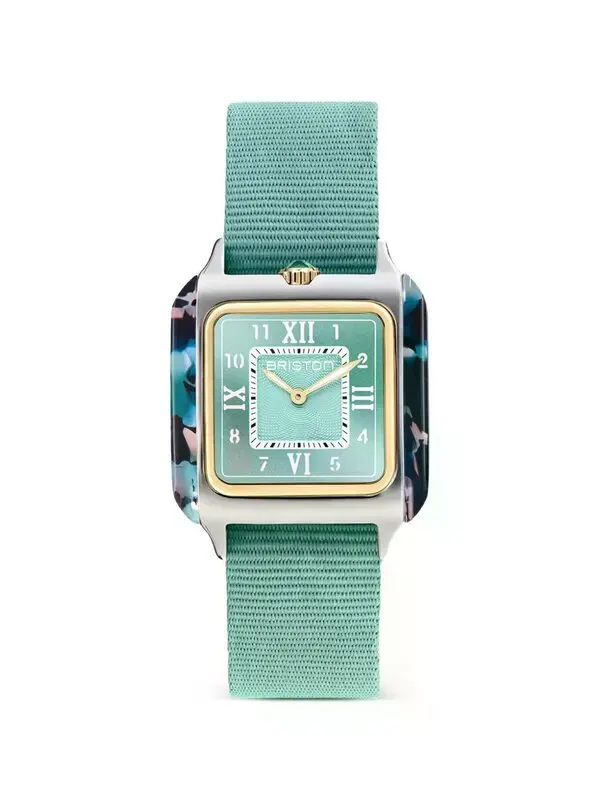 BRISTON Streamliner Kennedy 30mm Watch With Tortoiseshell Acetate Bezel - Green