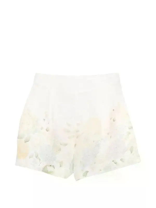 MC2 SAINT BARTH Floral Print Embroidered Shorts - Neutrals