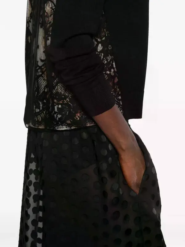 QUETSCHE Lace-panel Crew Neck Sweater