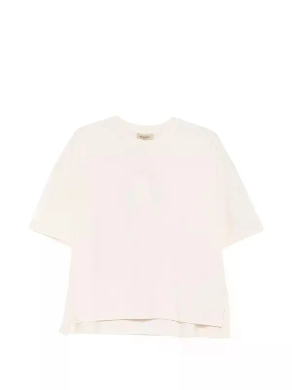 Woolrich Logo-embroidered Side-slit T-shirt - Neutrals