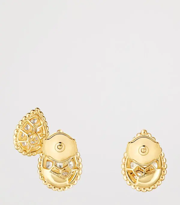 Boucheron Serpent Bohème Asymmetric Diamond Stud Earrings In Yellow