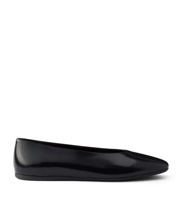 Prada Leather Logo Ballet Flats