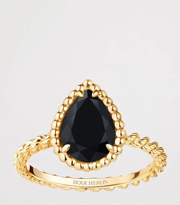 Boucheron Serpent Bohème Ring In 18k Yellow And Onyx
