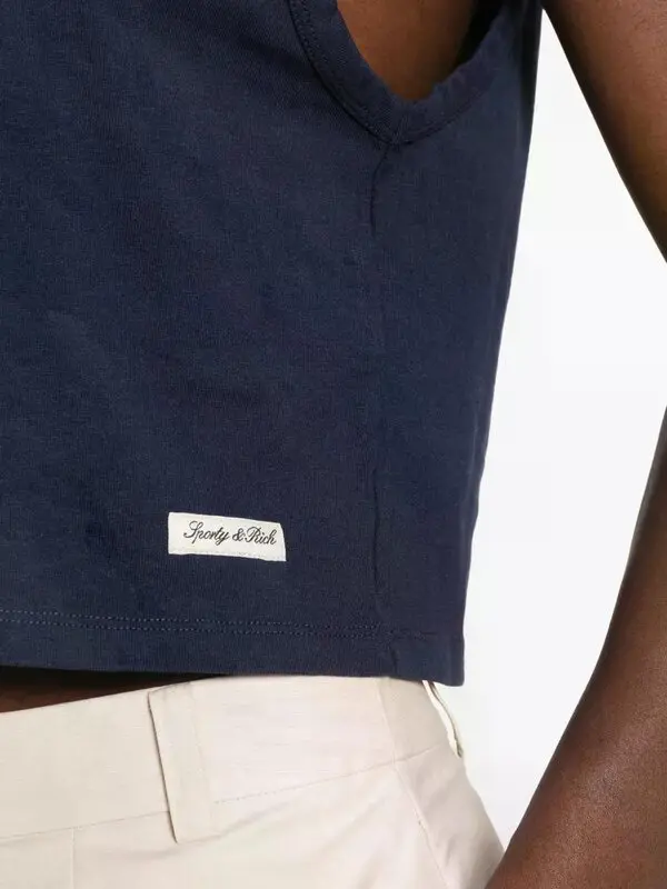 Sporty & Rich Logo-patch Cropped Tank Top