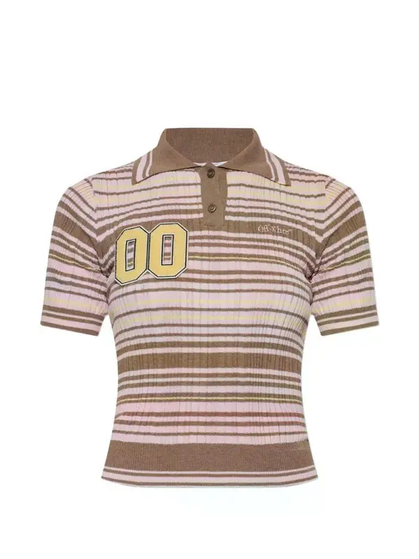 Off-White Striped Patch Detail Polo Shirt