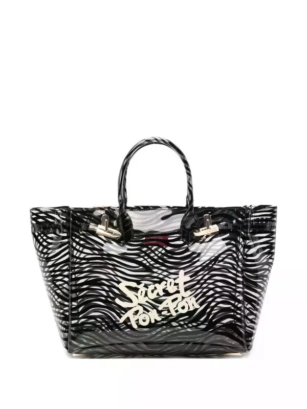 SECRET PON-PON Brigitte Animal-print Tote Bag - Black