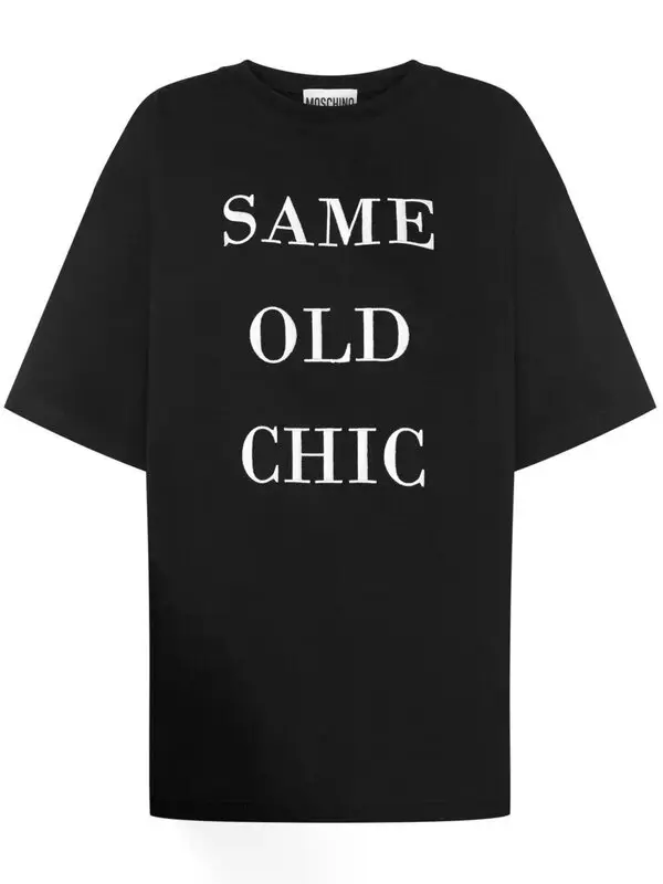 Moschino Slogan Print Cotton T-shirt - Black