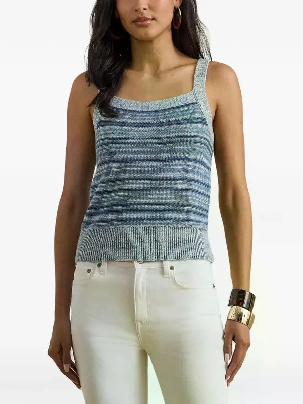 Ralph Lauren Striped Square Neck Sleeveless Knit Top