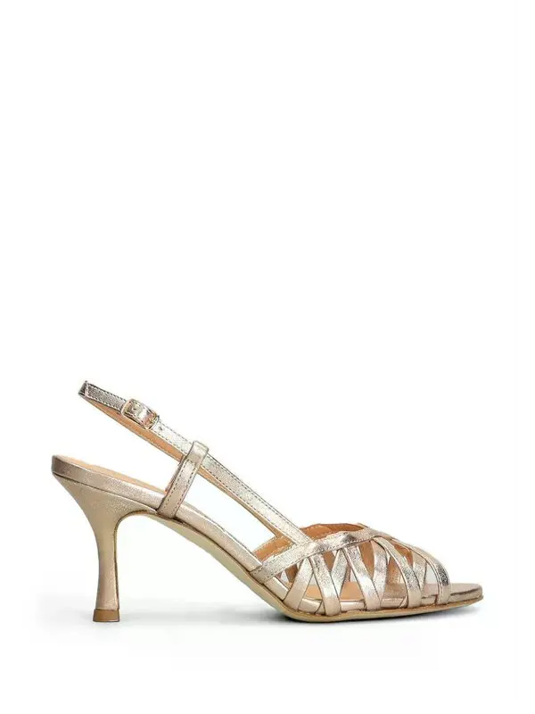 THE SELLER Metallic Cage-style Slingback Sandals With Kitten Heel - Neutrals