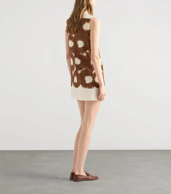 Prada Circle Print High Neck Mini Dress - Brown