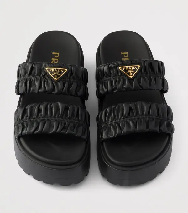 Prada Nappa Leather Flatform Slides