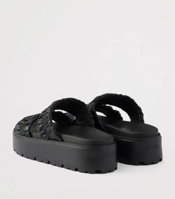 Prada Nappa Leather Flatform Slides