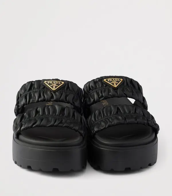 Prada Nappa Leather Flatform Slides