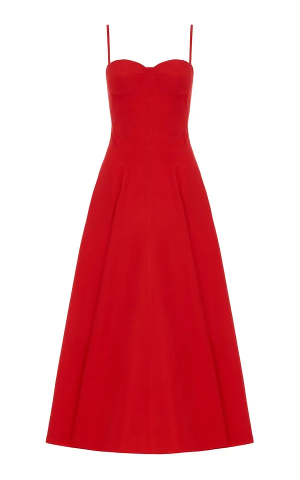 Ralph Lauren Marigot Bustier Midi Dress - Red