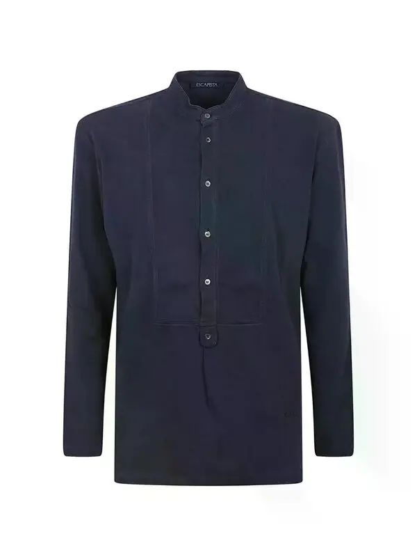 ESCAPISTA Nelson Bib-front Band-collar Shirt - Blue