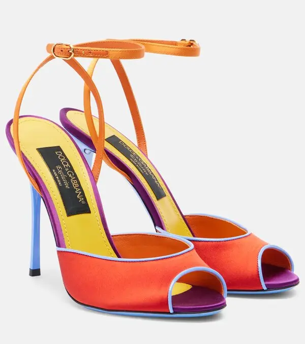 Dolce & Gabbana Keira Satin Slingback Sandals - Multicoloured