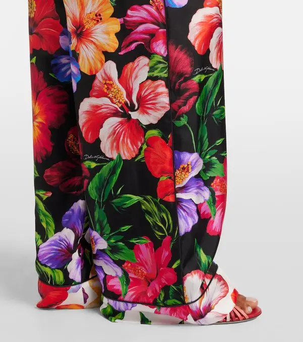 Dolce & Gabbana Floral Silk Wide-leg Trousers