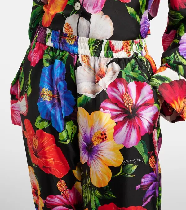 Dolce & Gabbana Floral Silk Wide-leg Trousers