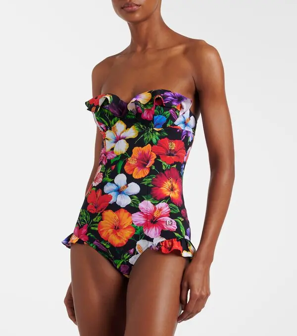 Dolce & Gabbana Floral Ruffled One-piece Swimsuit