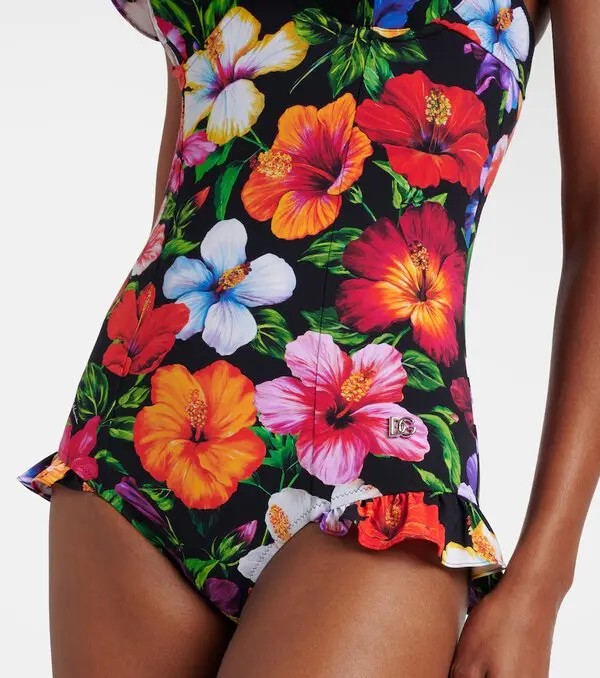 Dolce & Gabbana Floral Ruffled One-piece Swimsuit