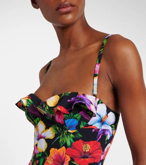 Dolce & Gabbana Floral Ruffled One-piece Swimsuit