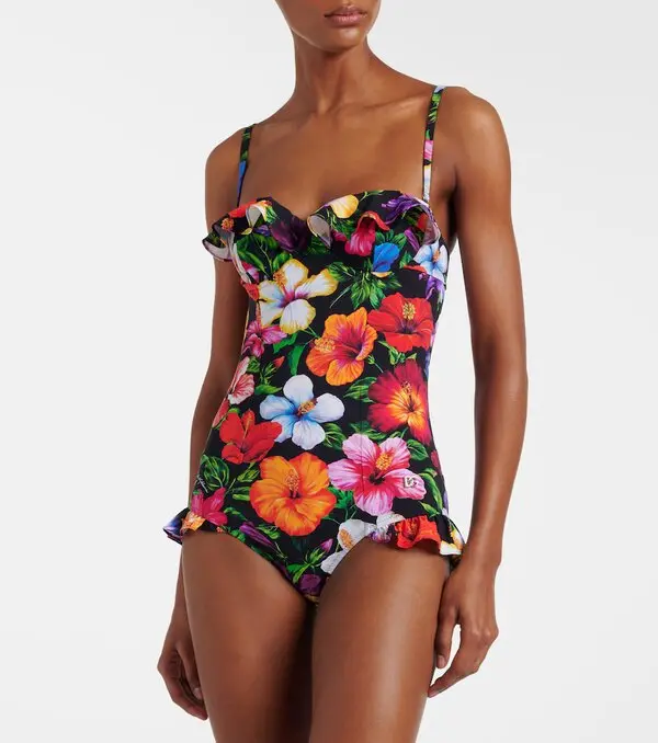 Dolce & Gabbana Floral Ruffled One-piece Swimsuit