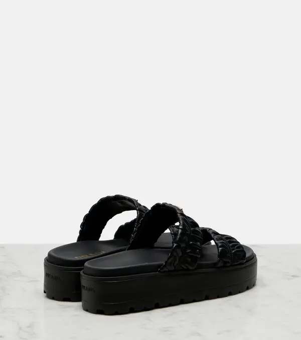 Prada Matelassé Leather Platform Sandals