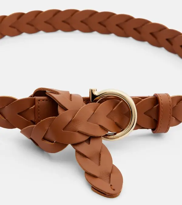 FERRAGAMO Gancini Braided Leather Belt