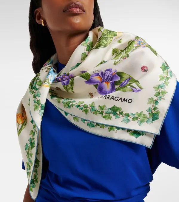 FERRAGAMO Floral Silk Scarf - Multicoloured