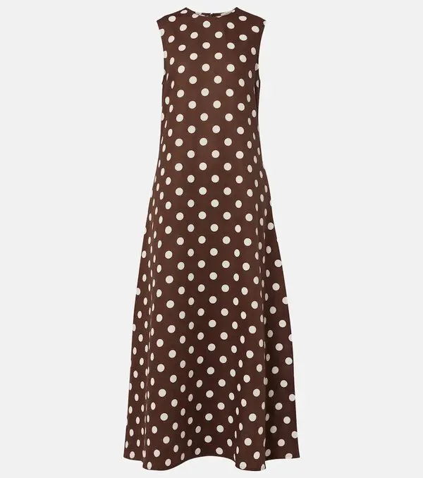 Asceno Tallin Maxi Dress In Polka - Brown