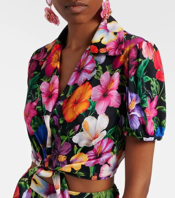 Dolce & Gabbana Floral Print Viscose Crop Top