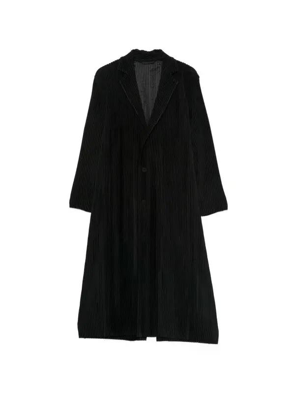 Issey Miyake Single-breasted Plissé Coat - Black