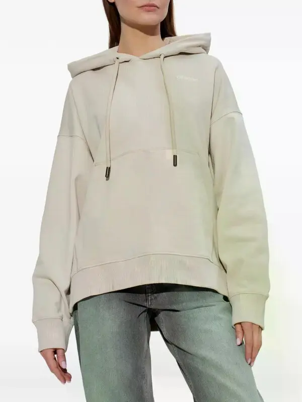 Off-White Logo Print Drawstring Hoodie - Neutrals