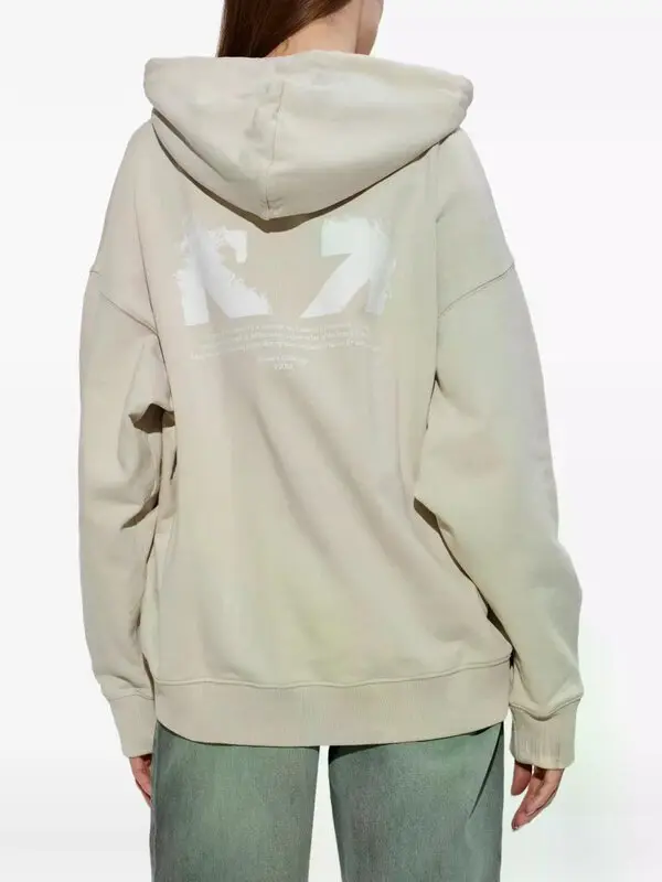 Off-White Logo Print Drawstring Hoodie - Neutrals
