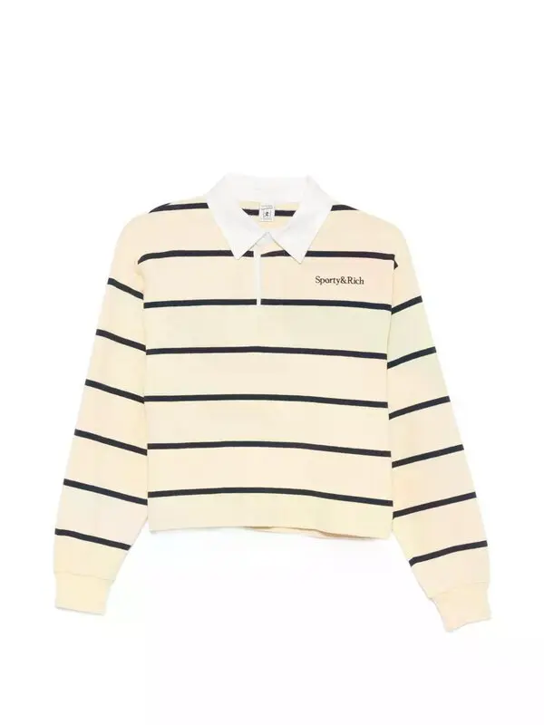 SPORTY & RICH Striped Polo Shirt - Neutrals