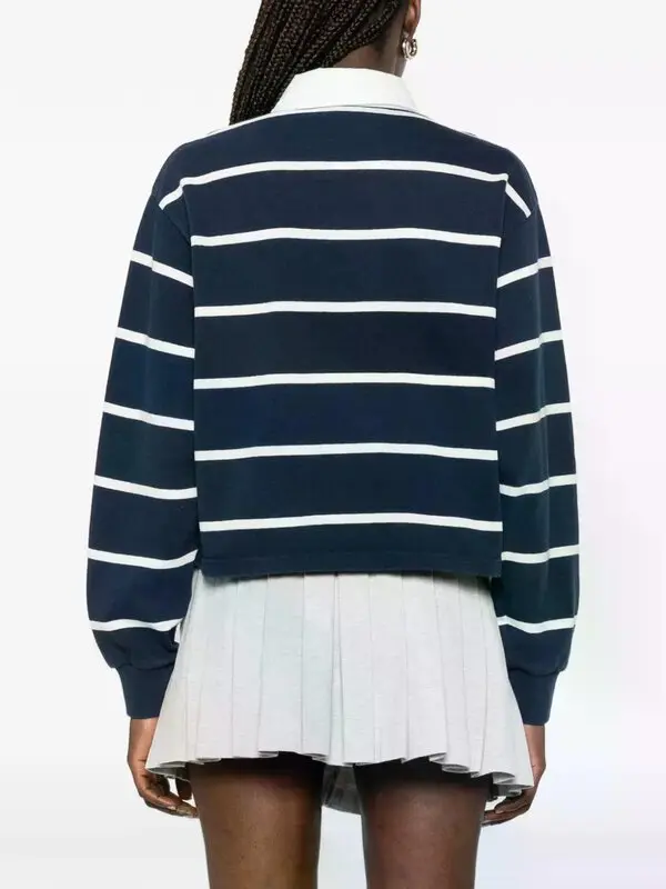 SPORTY & RICH Striped Cropped Rugby Shirt