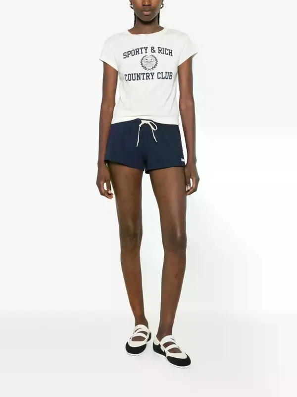 Sporty & Rich Logo Patch Drawstring Shorts