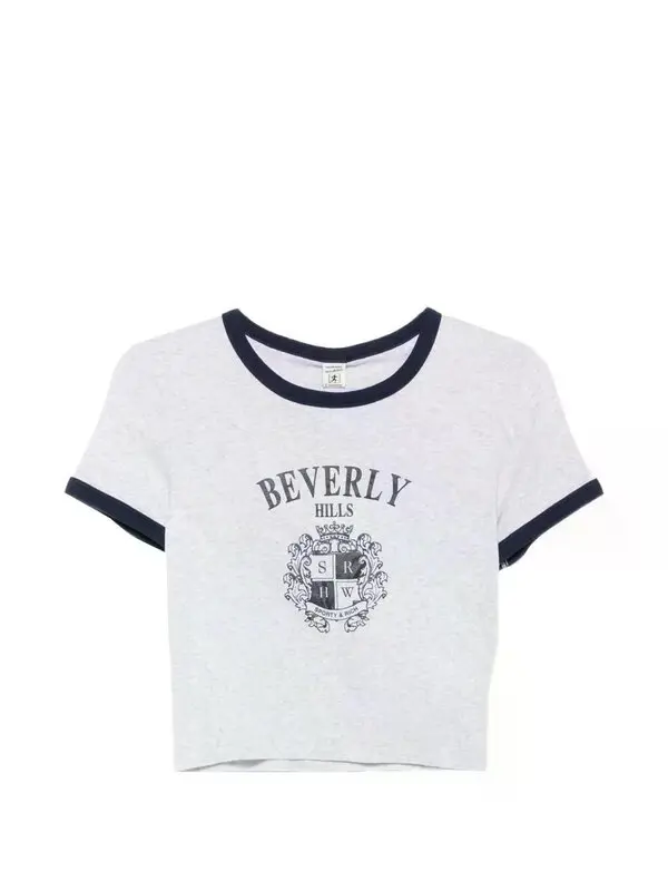 SPORTY & RICH Logo Print Ringer T-shirt - Grey