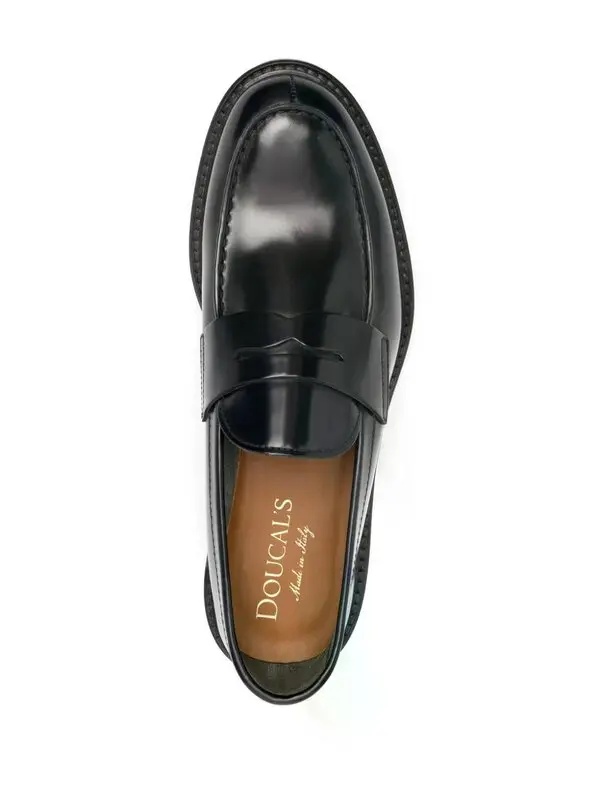 DOUCAL'S Apron-stitching Leather Loafers
