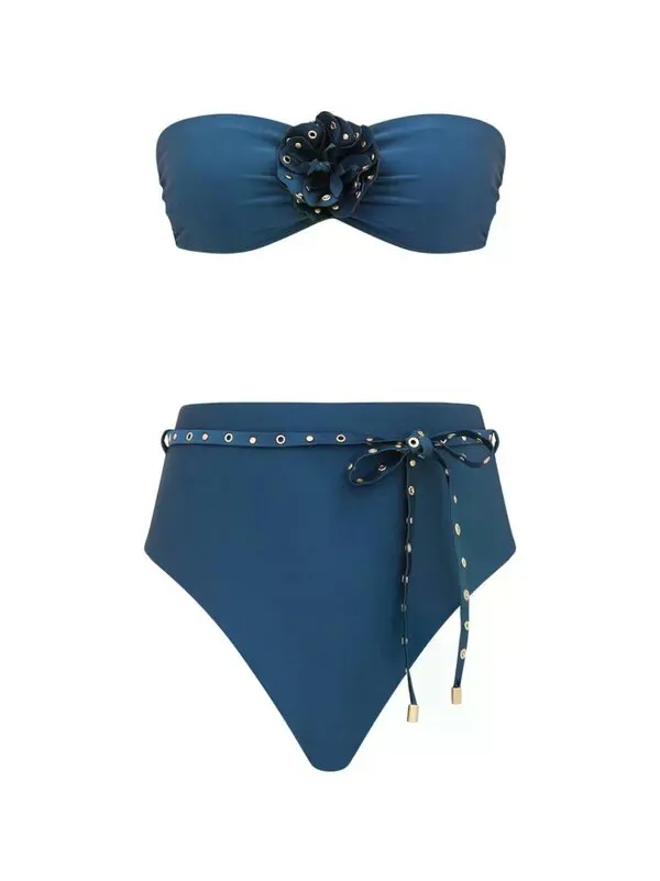 Zimmermann Indra Studded Flower Bikini Set - Blue