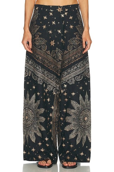 R13 Oversized Paisley Print Linen Trousers