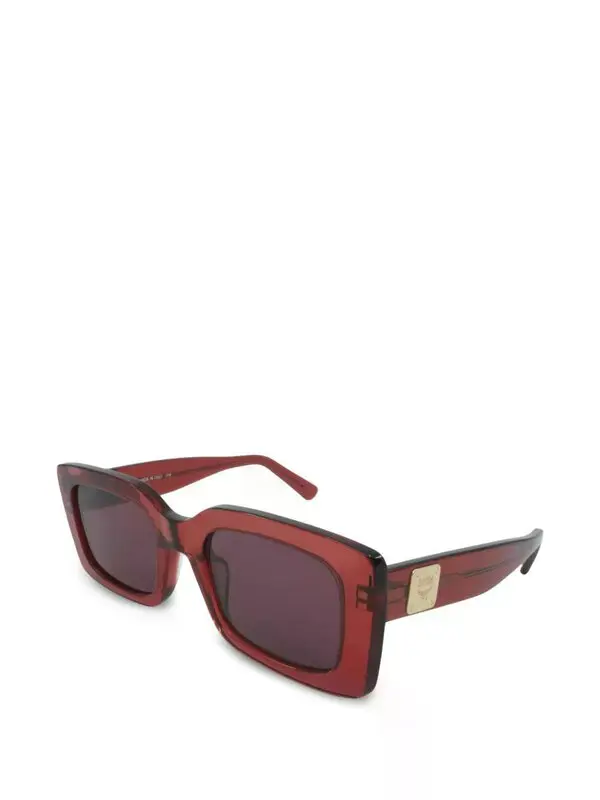 Mcm Logo Plaque Rectangle Frame Sunglasses - Red