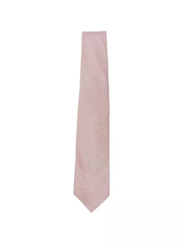 Kiton Geometric Patterned Silk Neck Tie - Pink