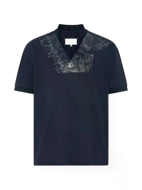 MAISON MARGIELA Tape-detail V-neck Polo Shirt