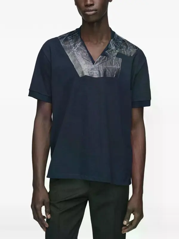 MAISON MARGIELA Tape-detail V-neck Polo Shirt