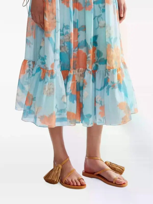Erdem Floral Print Tiered Midi Skirt