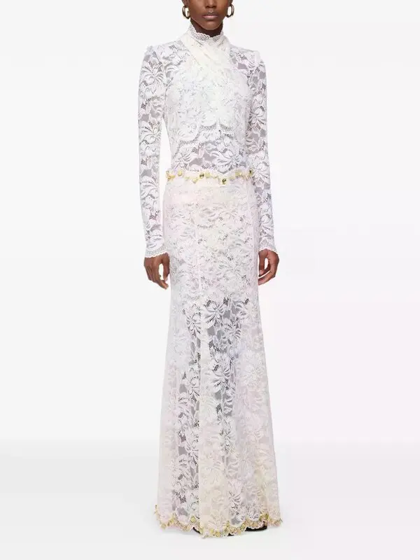 Rabanne Lace Maxi Skirt With Strass Embellishment