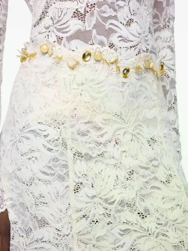 Rabanne Lace Maxi Skirt With Strass Embellishment